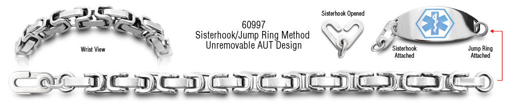 Unremovable Arezzo 60997 Autism Stainless Medical Alert Bracelet